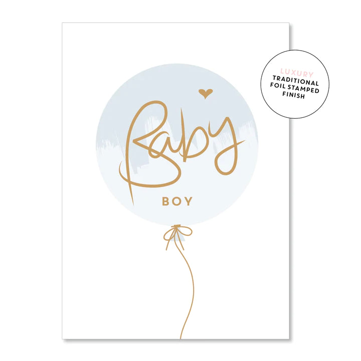 Greeting Card | Baby Blue Script Balloon – Letti & Me